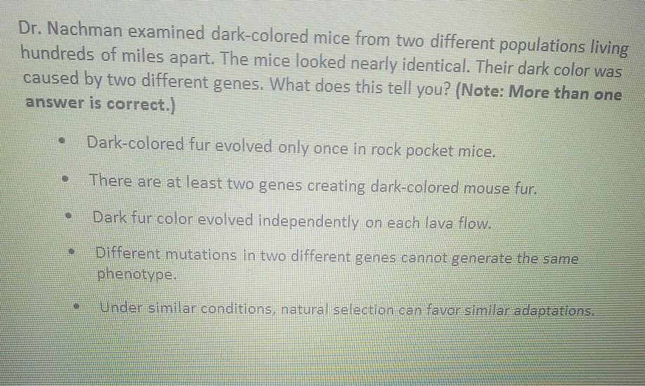 Solved Dr. Nachman examined dark-colored mice from two | Chegg.com