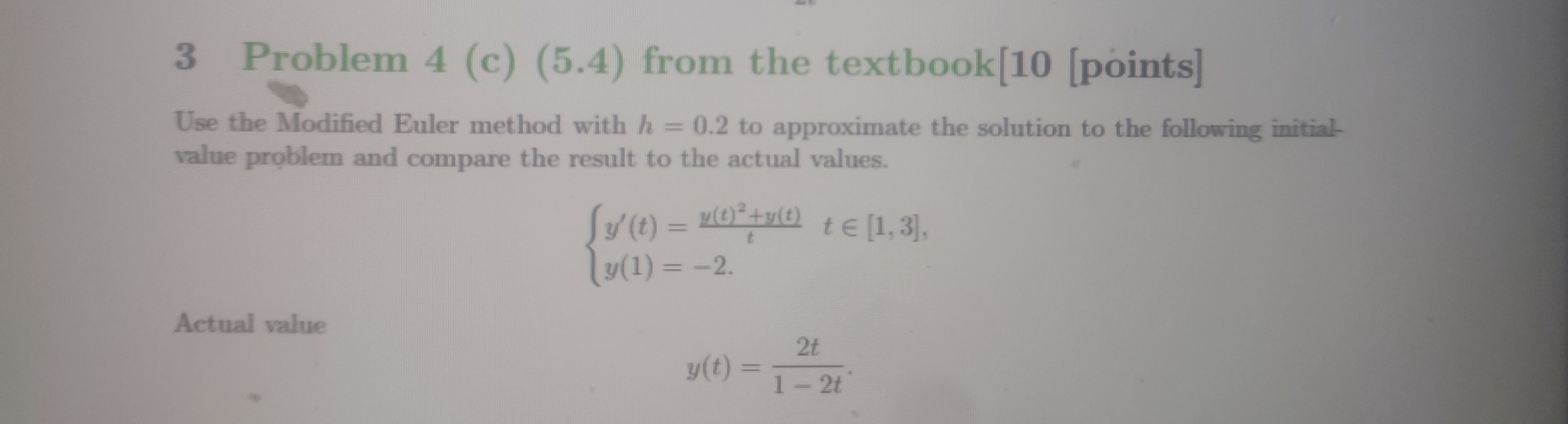 Solved h=0.2 to ﻿approximate the solution to ﻿the following | Chegg.com