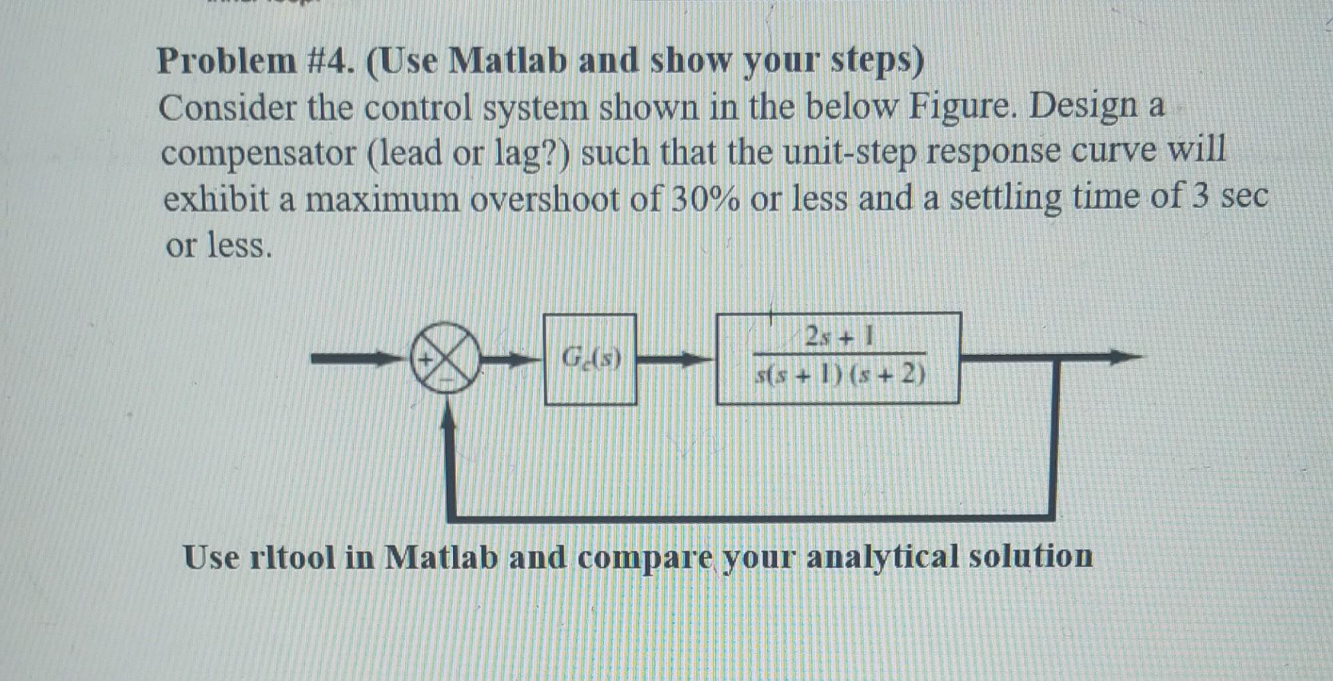 Problem \#4. (Use Matlab and show your steps) | Chegg.com