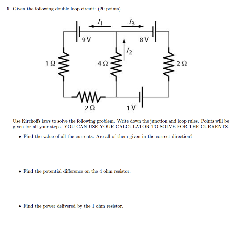 Solved 5. ﻿Given the following double loop circuit: ( 20 | Chegg.com
