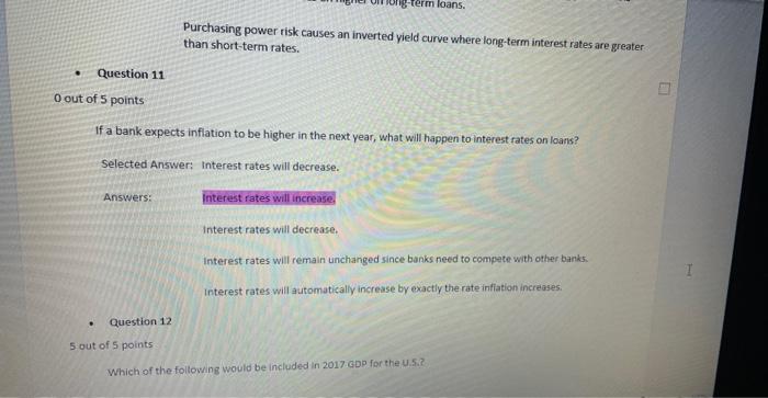 Solved Purchasing power risk causes an inverted yield curve | Chegg.com