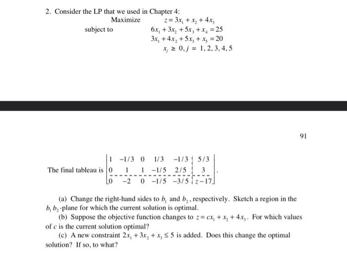 Solved 2. Consider the LP that we used in Chapter 4 : | Chegg.com