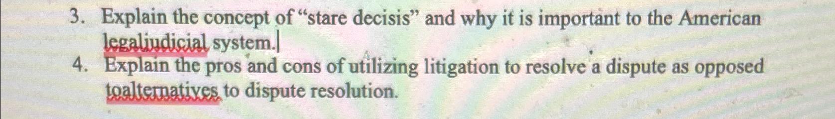 Solved Explain the concept of "stare decisis" and why it is | Chegg.com