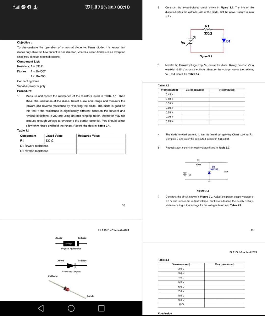 Solved 462 ﻿Construct the forward-biased circuit shown in | Chegg.com