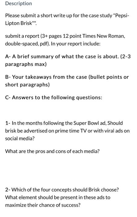 Description Please submit a short write up for the | Chegg.com
