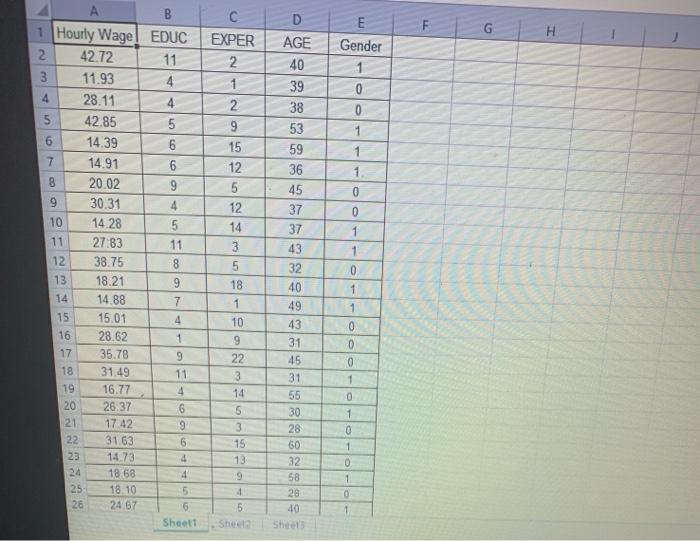 Solved NELY Access the hourly wage data on the below Excel | Chegg.com