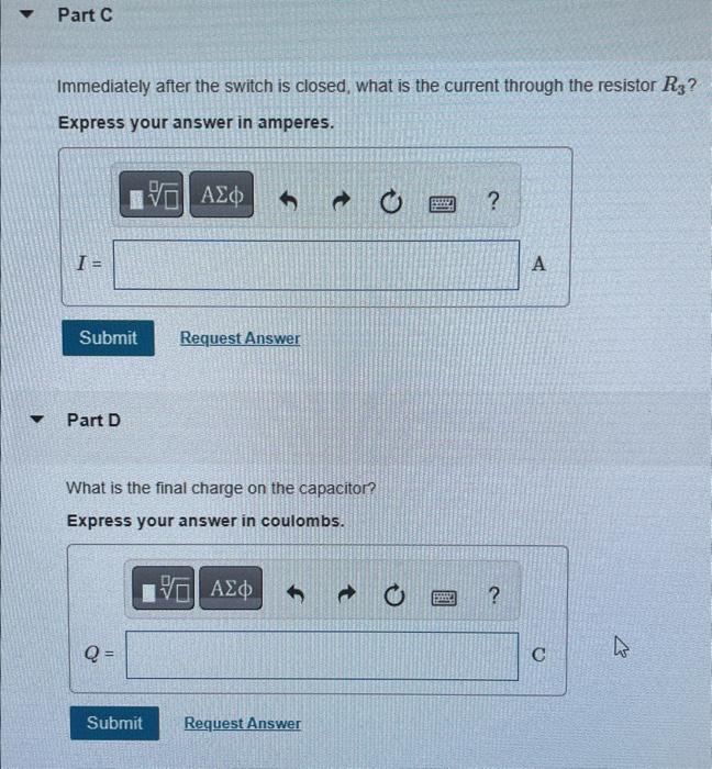 Solved Immediately after the switch is closed, what is the | Chegg.com