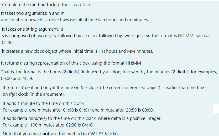 Solved /* * CW1 Week 7 */ public class Clock { private | Chegg.com