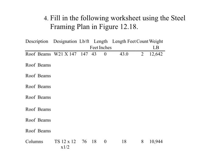 Solved 4. Fill in the following worksheet using the Steel | Chegg.com