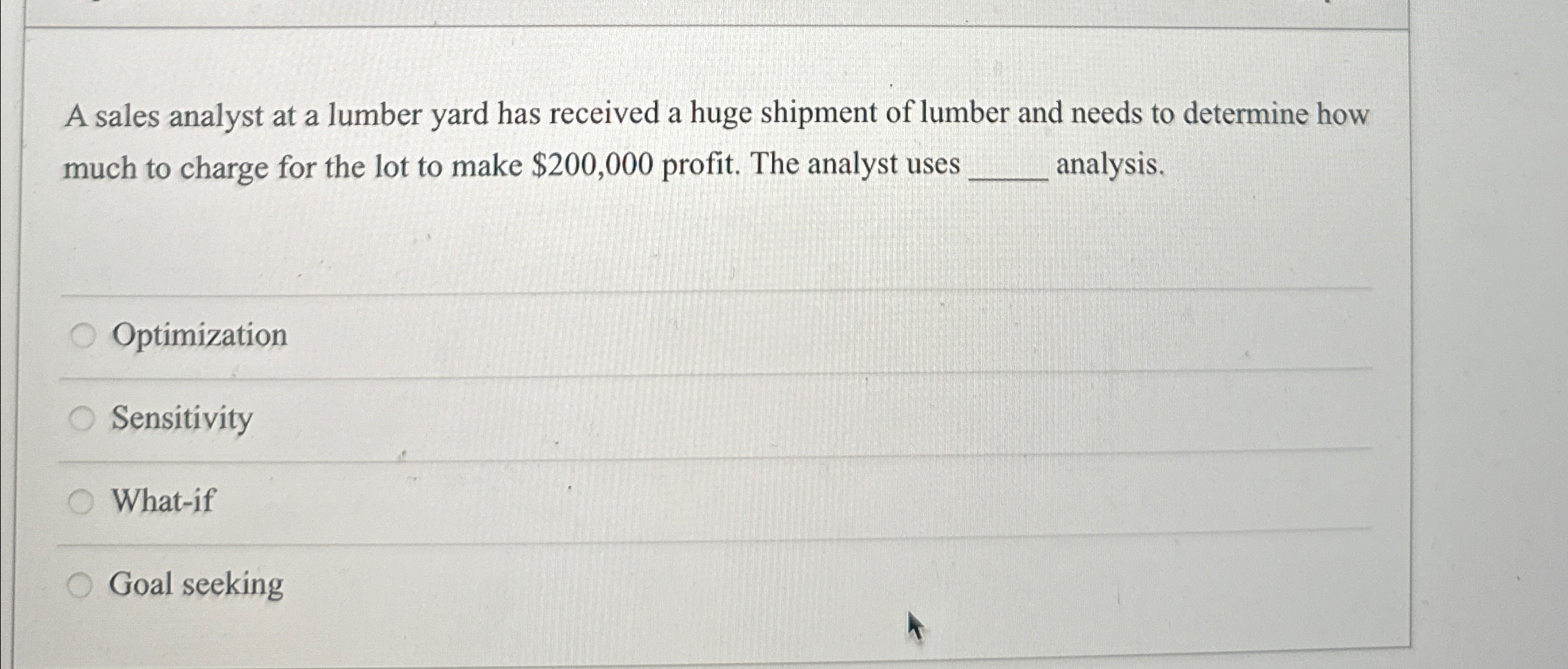 Solved A sales analyst at a lumber yard has received a huge | Chegg.com