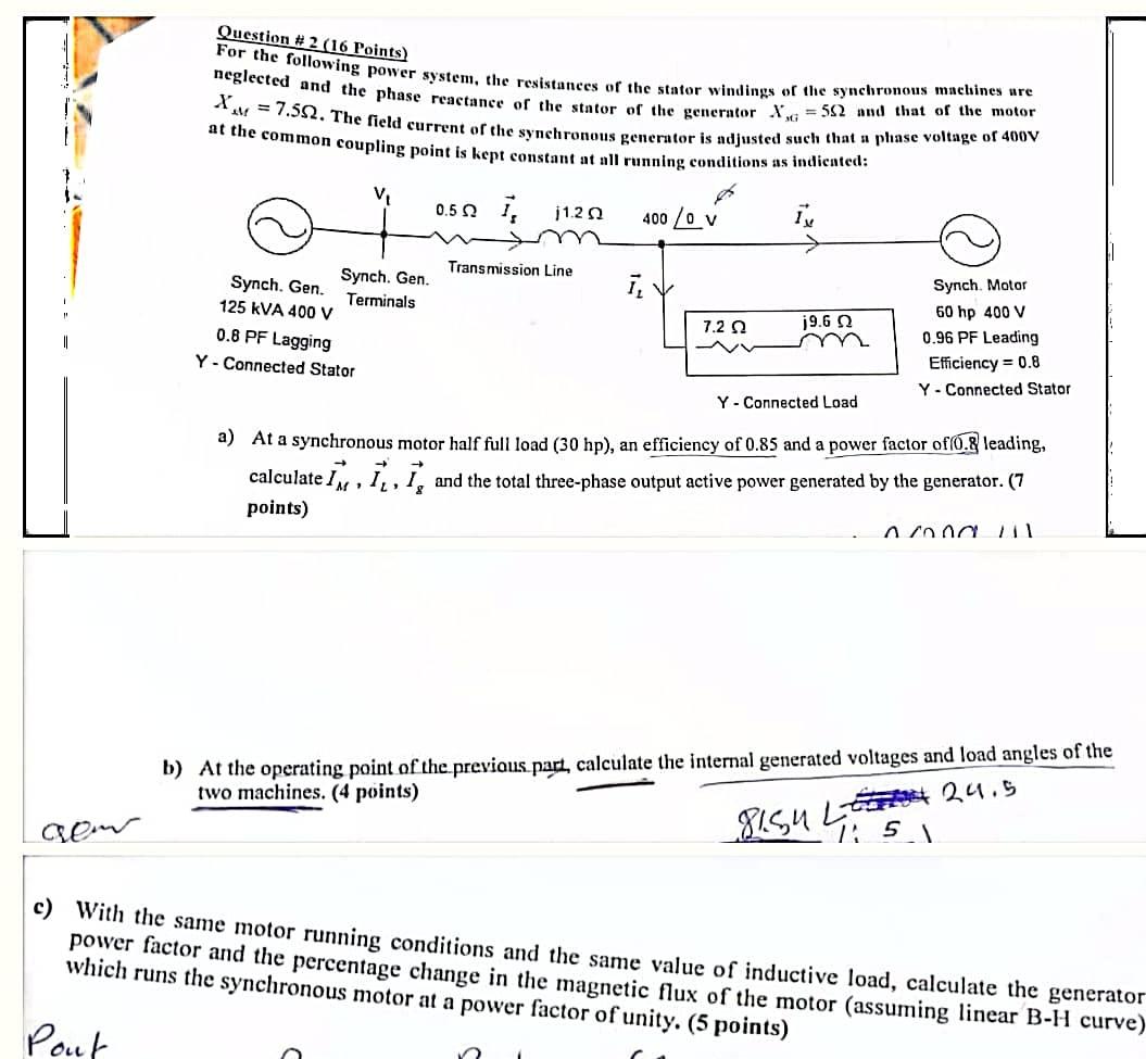 Solved Question #2 2 (16 Points) For the following power | Chegg.com