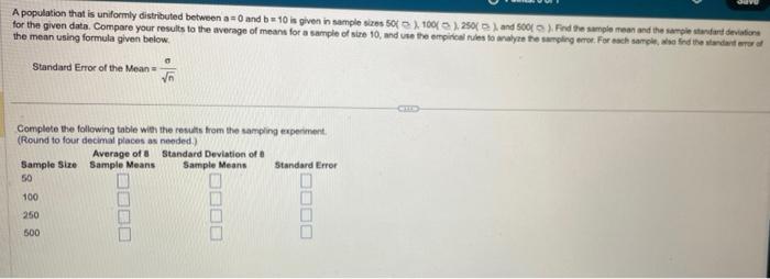 Solved the mean using formula given below. Standard Error | Chegg.com
