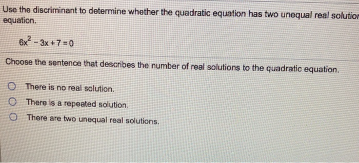 Solved Use the discriminant to determine whether the | Chegg.com