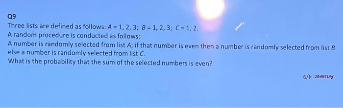 Solved Three lists are defined as follows: | Chegg.com