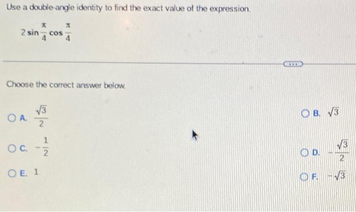 Solved Use a double-angle identity to find the exact value | Chegg.com
