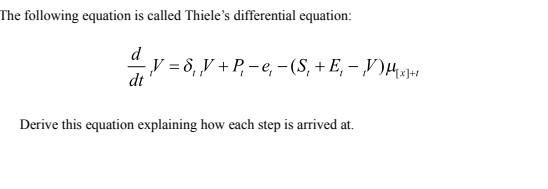 Solved The following equation is called Thiele's | Chegg.com