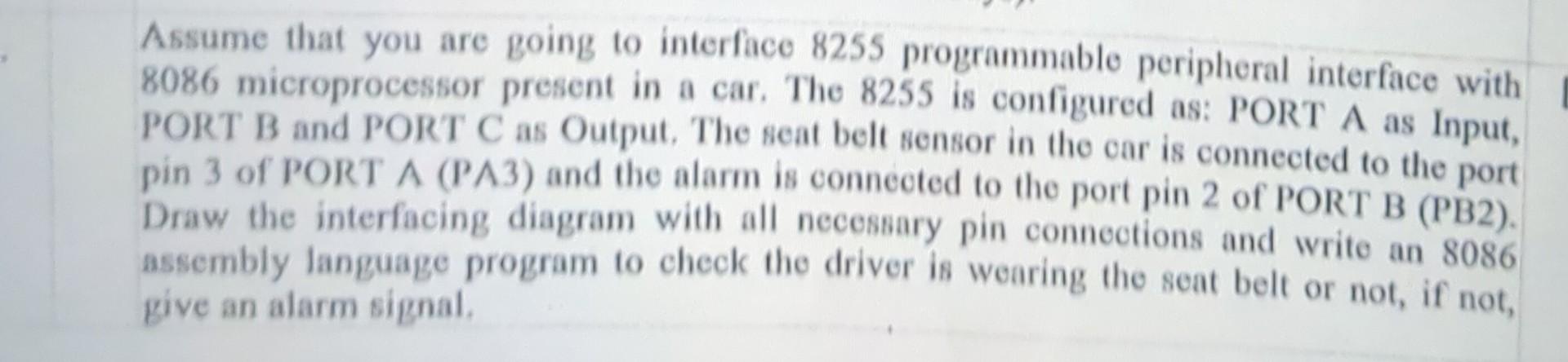 Solved Assume that you are going to interface 8255 | Chegg.com