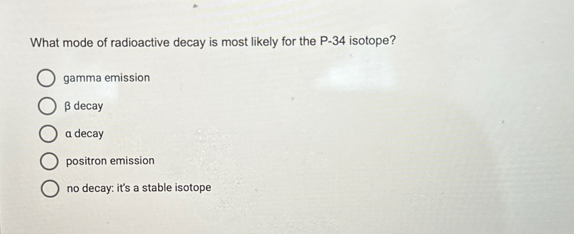 Solved What mode of radioactive decay is most likely for the | Chegg.com