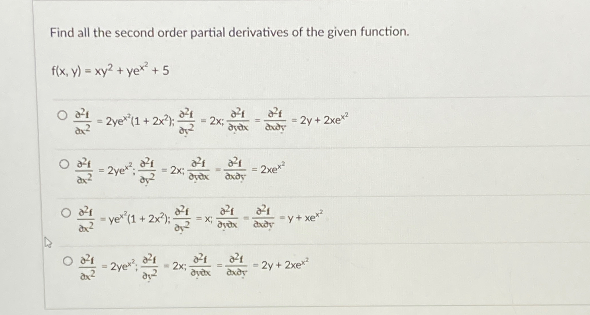 Solved Find all the second order partial derivatives of the | Chegg.com