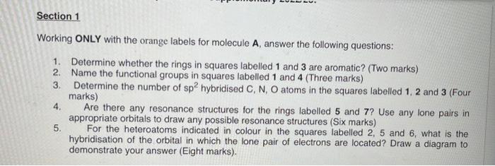 Solved Working ONLY with the orange labels for molecule A, | Chegg.com