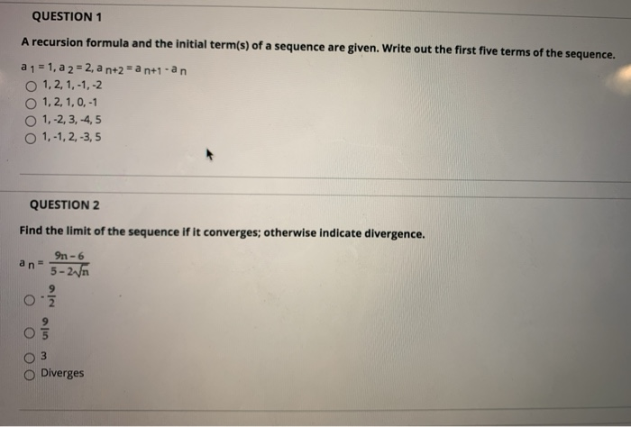 Solved QUESTION 1 A recursion formula and the initial | Chegg.com