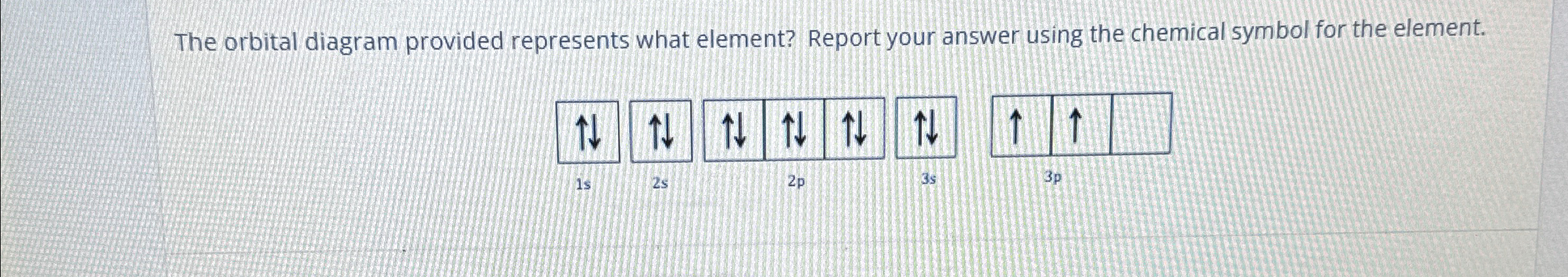 Solved The orbital diagram provided represents what element? | Chegg.com