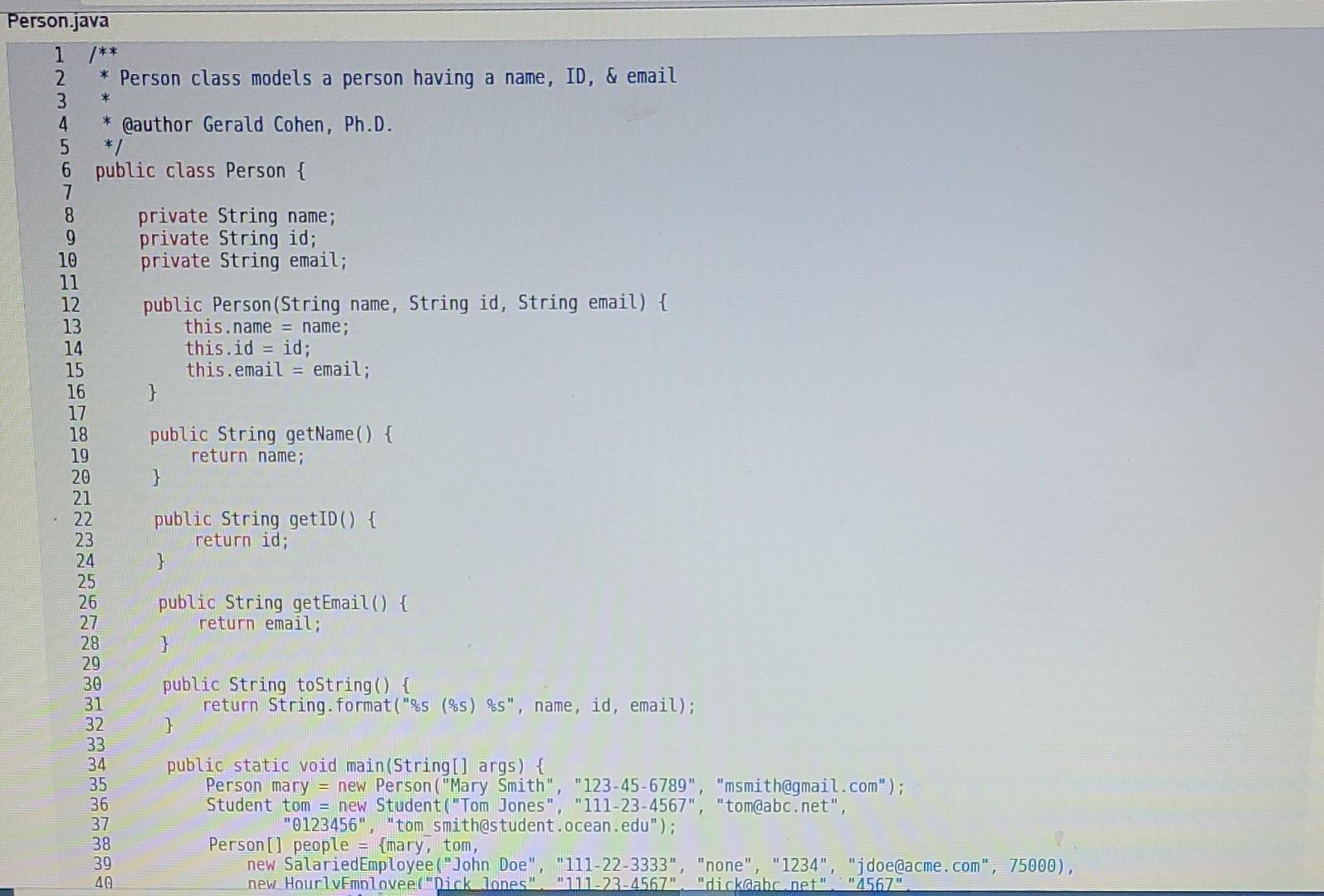 Employee.javaHourlyEmployee.javaPerson.javaI/If p is | Chegg.com