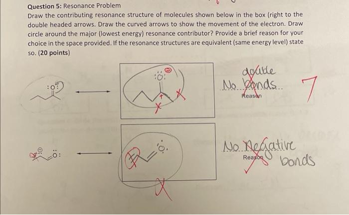 Solved Question 5: Resonance Problem Draw the contributing | Chegg.com