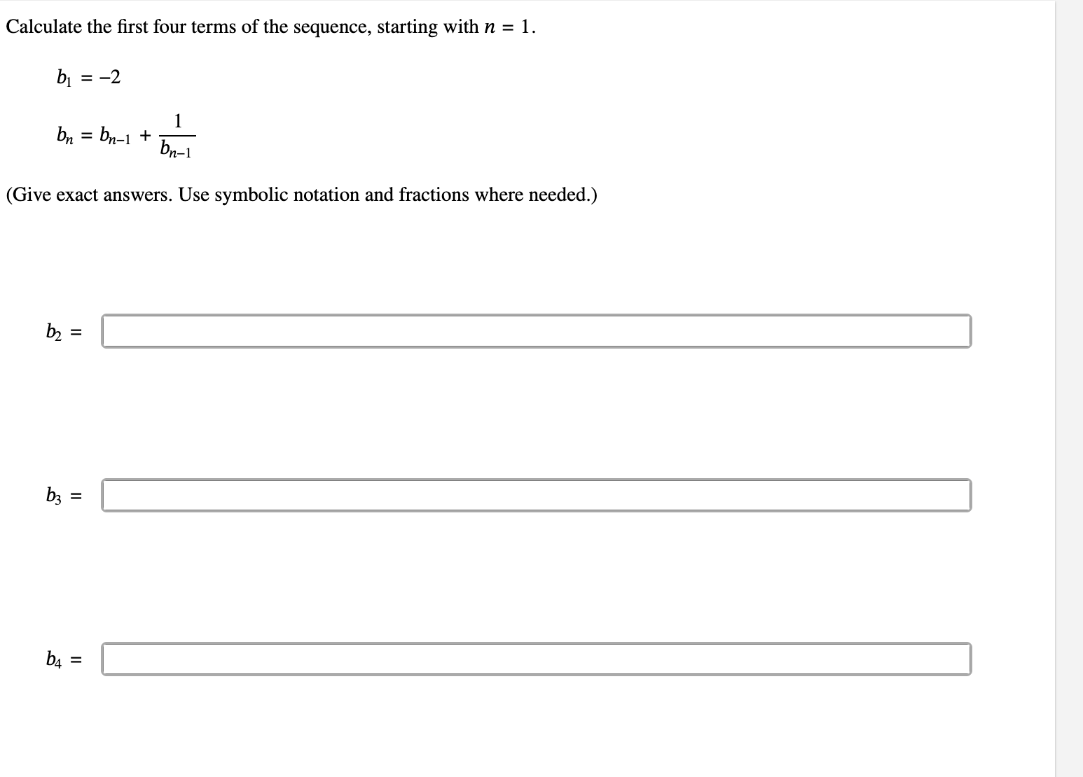 Solved Calculate the first four terms of ﻿the sequence, | Chegg.com