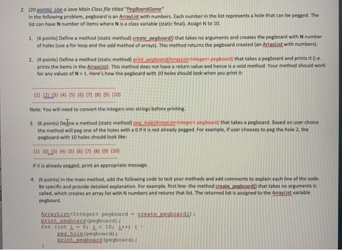 Solved 2. (20 points) Use a Java Main Class file titled | Chegg.com
