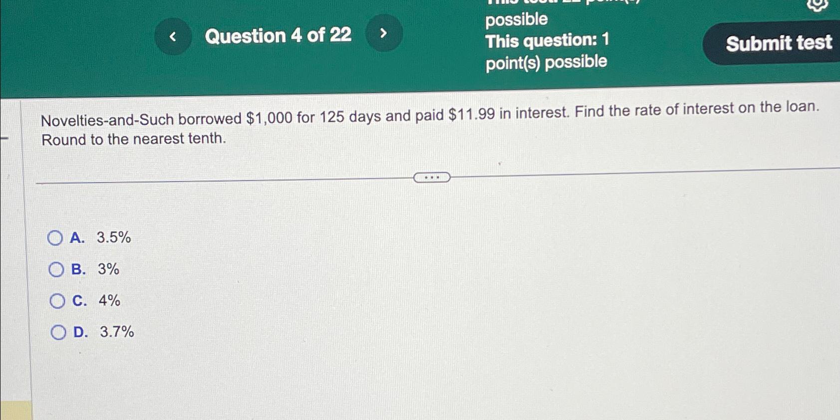Solved Question 4 ﻿of 22possibleThis question: 1point(s) | Chegg.com