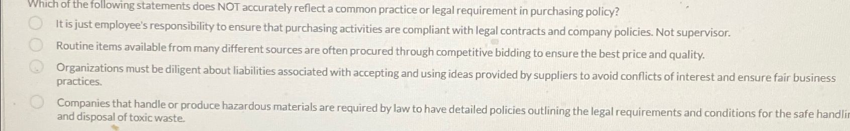 Solved Which of the following statements does NOT accurately | Chegg.com