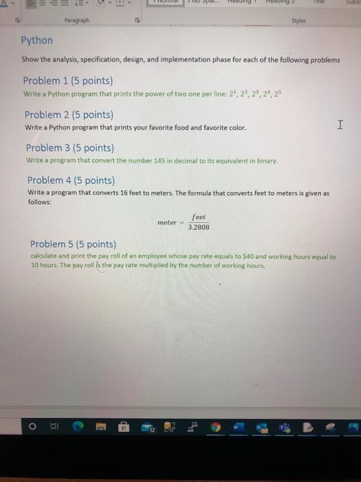 Solved hem Paragraph 5 Styles Python Show the analysis, | Chegg.com
