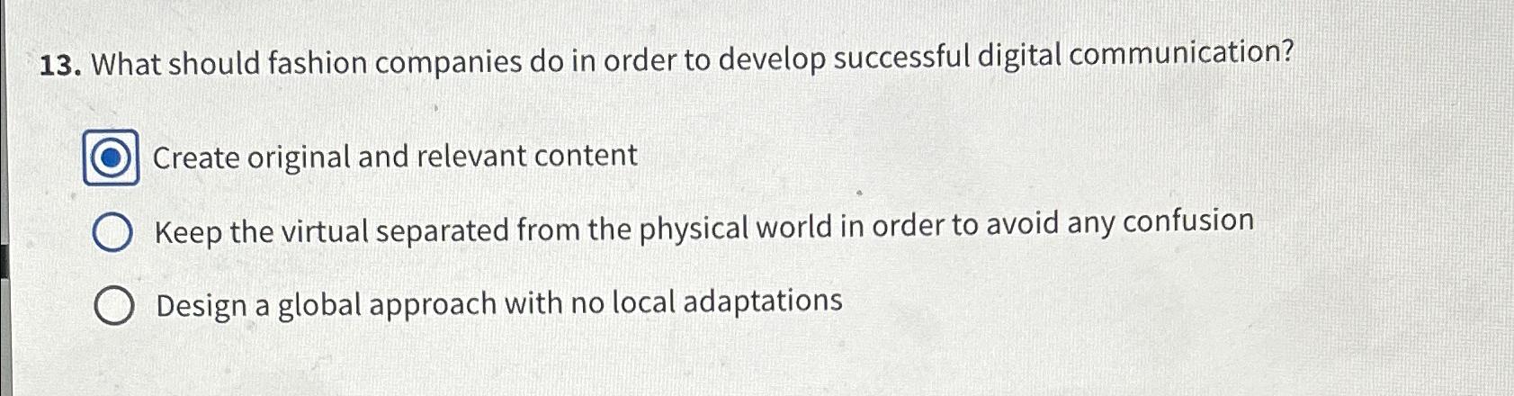 Solved What should fashion companies do in order to develop | Chegg.com