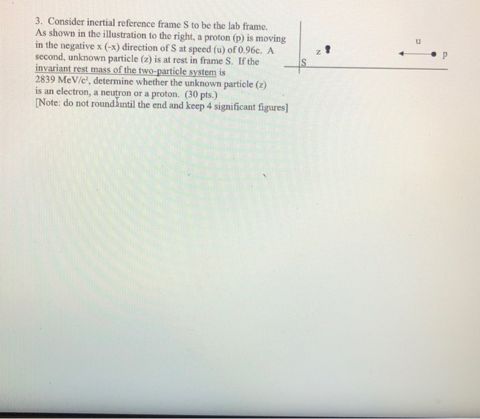 Solved 3. Consider inertial reference frame S to be the lab | Chegg.com