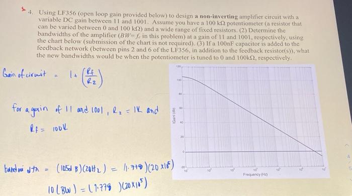 Solved 4. Using LF356 (open loop gain provided below) to | Chegg.com