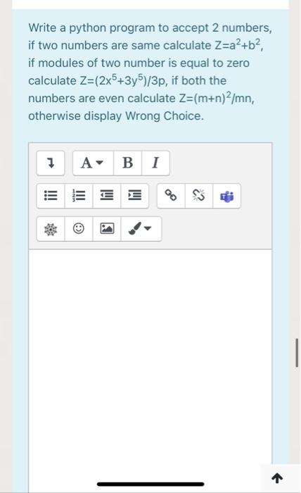 Solved Write a python program to accept 2 numbers, if two | Chegg.com