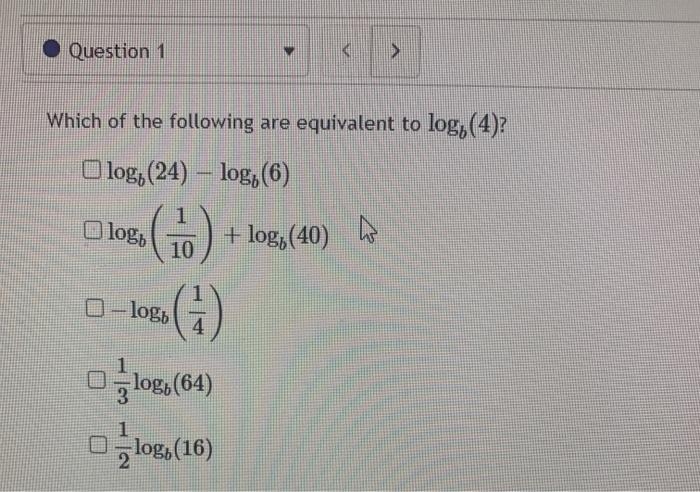 Solved Question 1 > Which of the following are equivalent to | Chegg.com