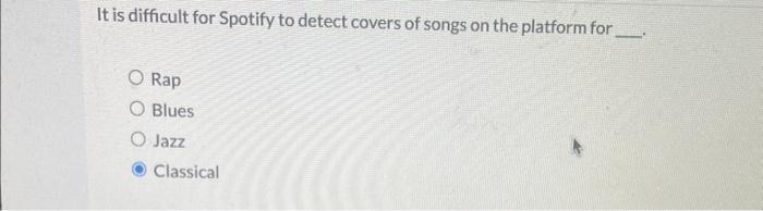 Solved It is difficult for Spotify to detect covers of songs | Chegg.com