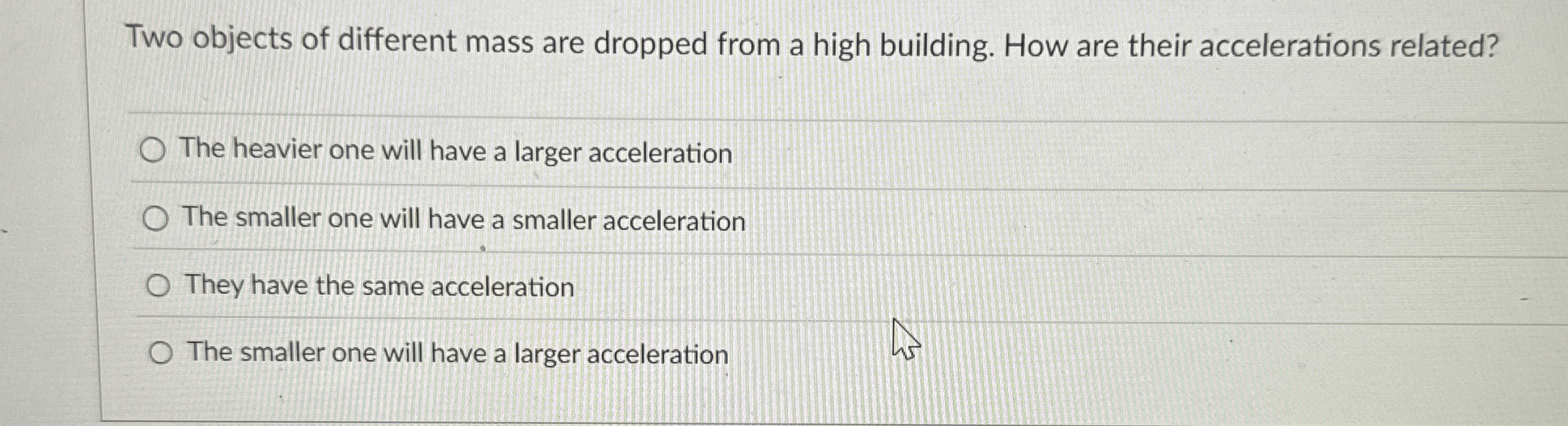 Solved Two objects of different mass are dropped from a high | Chegg.com