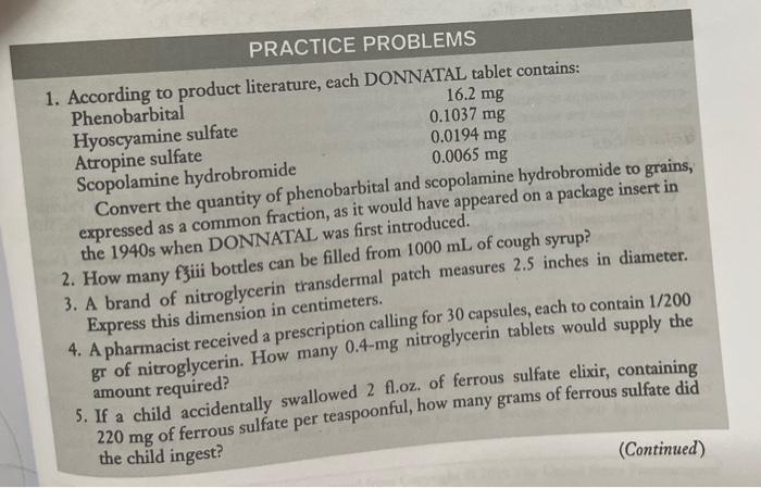 Solved Convert the quantity of phenobarbital and | Chegg.com