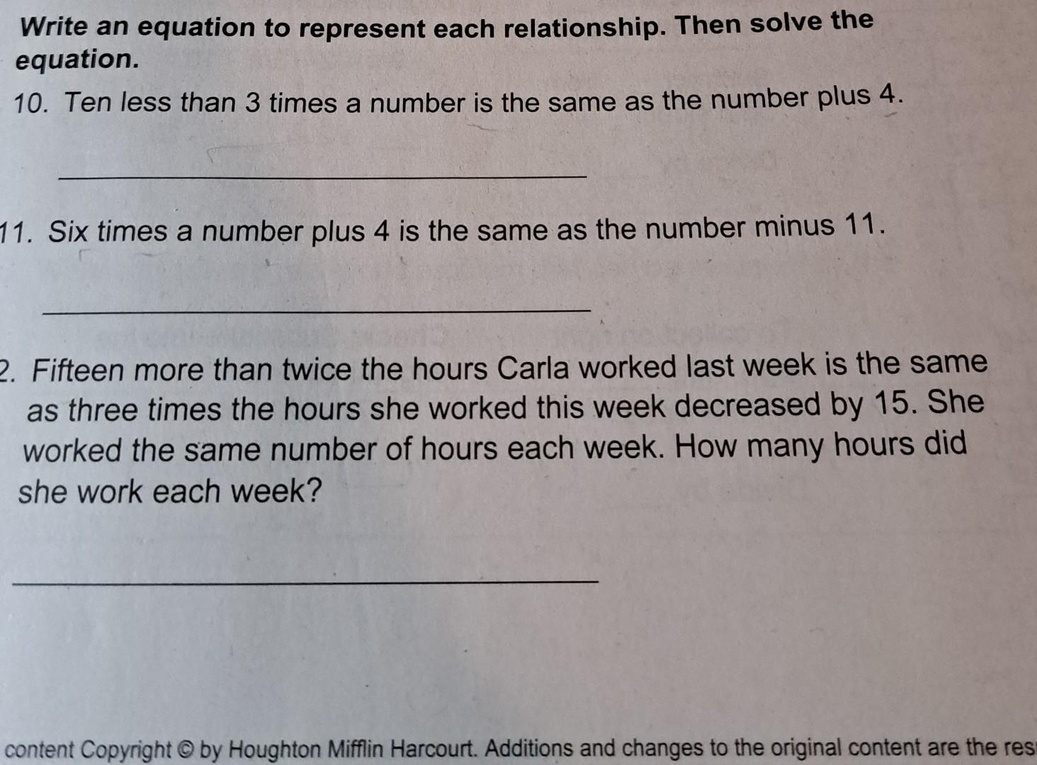 Solved Write an equation to represent each relationship. | Chegg.com