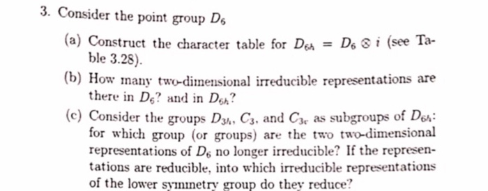 3. Consider the point group D6 (a) Construct the | Chegg.com