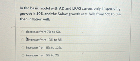 Solved In the basic model with AD and LRAS curves only, if | Chegg.com