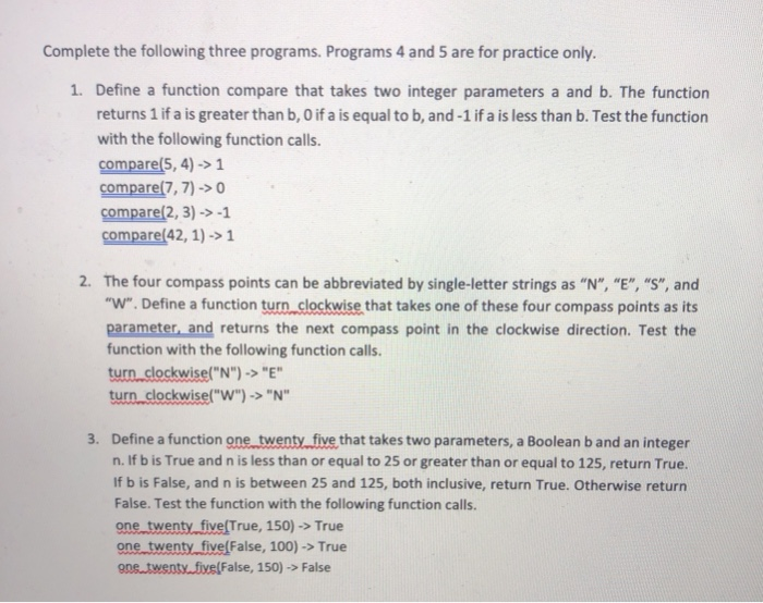 Solved Complete the following three programs. Programs 4 and | Chegg.com