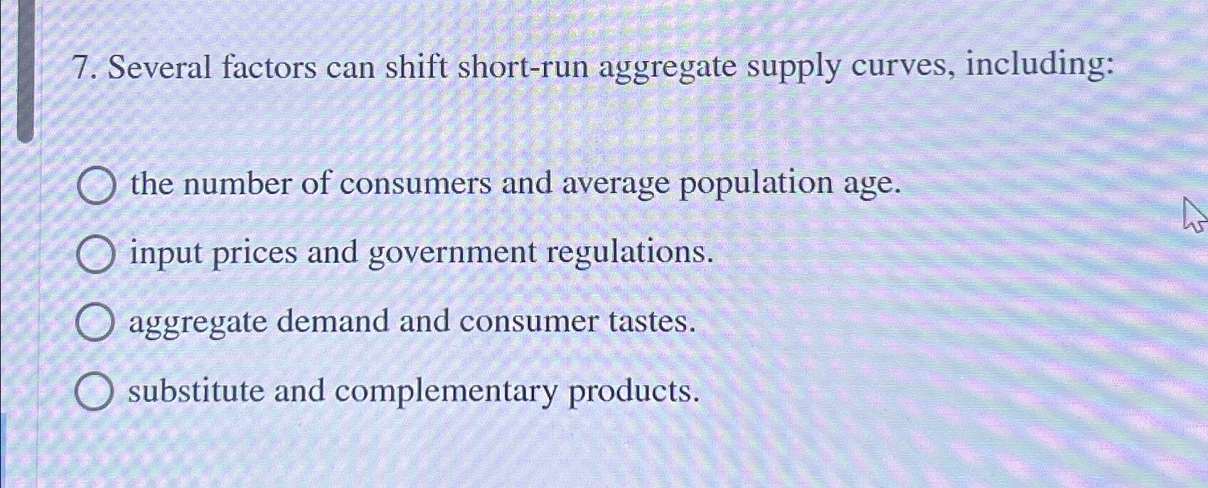 Solved Several factors can shift short-run aggregate supply | Chegg.com