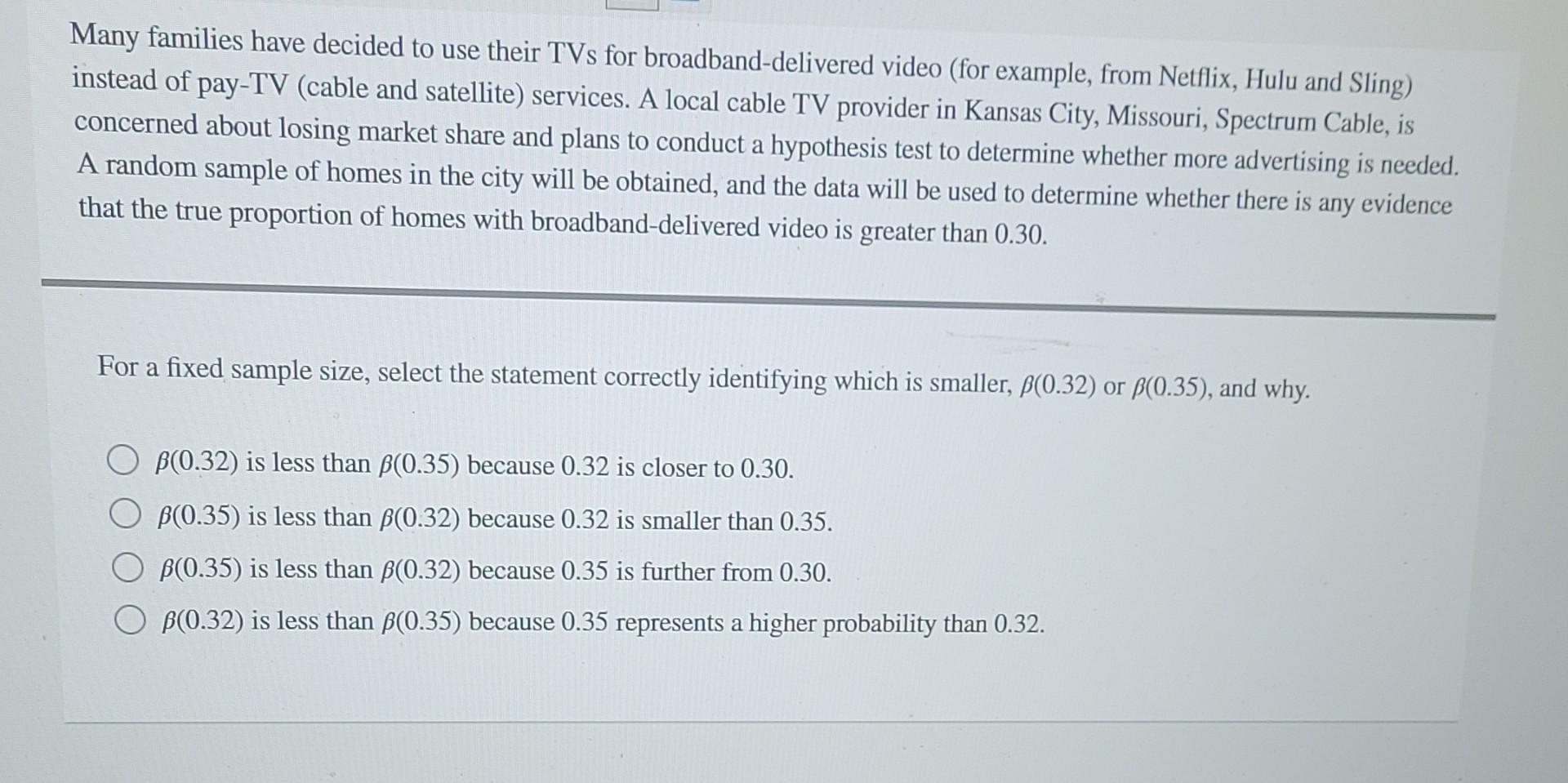 Solved Many families have decided to use their TVs for | Chegg.com
