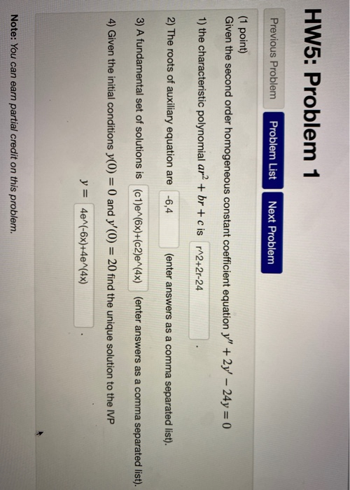 Solved HW5: Problem 1 Previous Problem Problem List Next | Chegg.com