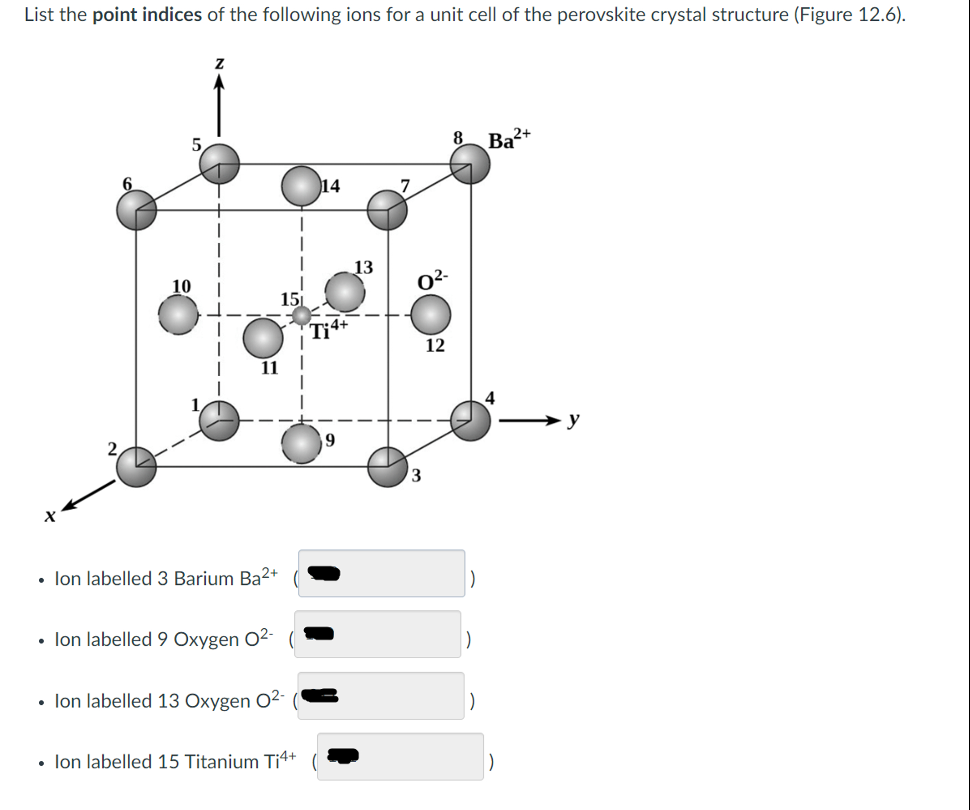 Solved List the point indices of the following ions for a | Chegg.com