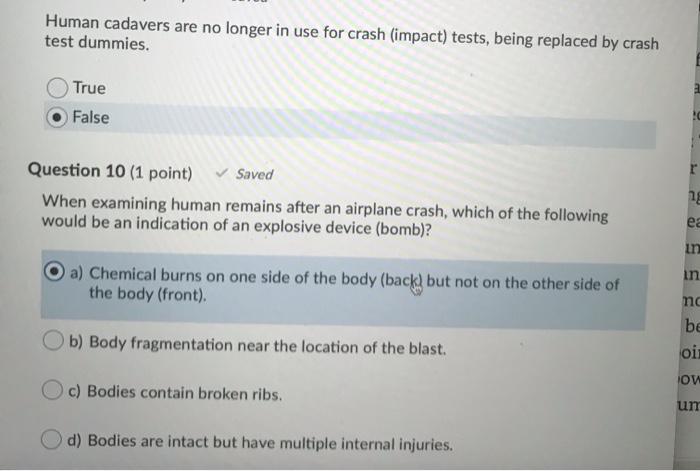 Solved Human cadavers are no longer in use for crash | Chegg.com